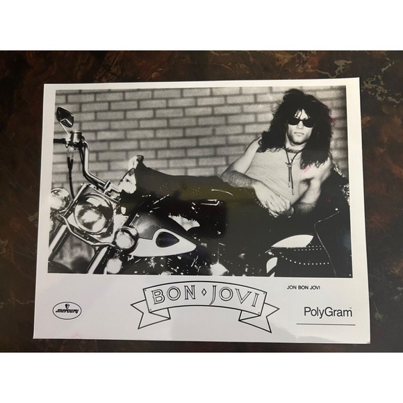 Art | Jon Bon Jovi On Motorcycle 8x1 Promotional Photo 1989 | Poshmark